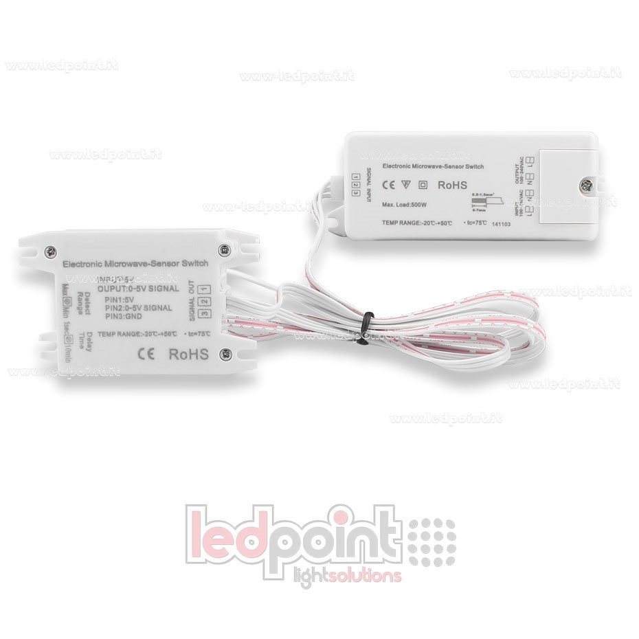 Ledpoint S.r.l. | Interruttore a microonda 3-20m con timer 1s-10m, 100-240V 5A 500W