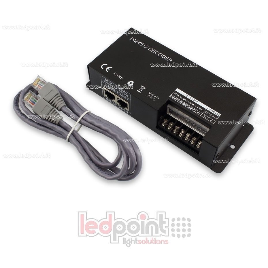 Ledpoint S.r.l. | DMX 512 decoder, 4-channels 8A each, voltage 12-24V DC