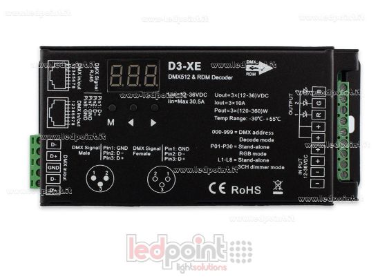 Ledpoint S.r.l. | Decoder DMX 512 & RDM, 3 canali da 10A l'uno ...