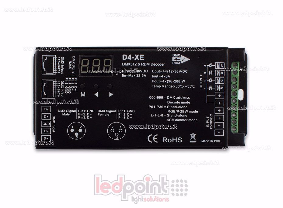 Ledpoint S.r.l. | DMX 512 & RDM decoder, 4-channels 8A each, voltage 12 ...