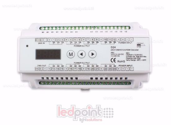 Ledpoint S.r.l. | DMX 512 DIN rail decoder, 24-channels 3A each ...