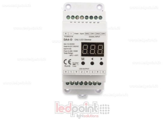 Ledpoint S.r.l. | DALI dimmer, DIN rail, 4 channels of 5A, 12-24V DC ...