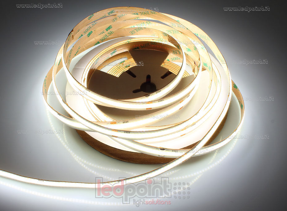 Ledpoint S.r.l. | Striscia led COB 5m bianco 4000K CRI Ra>90 384led/m 24V 9,6W/m