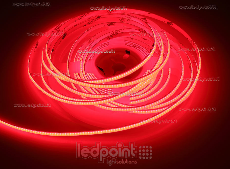 Ledpoint S.r.l. | COB LED strip red 5m 480leds/m 24V 6W/m, 5mm PCB