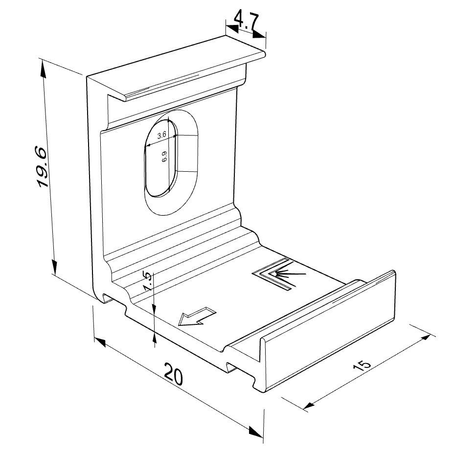 Ledpoint S.r.l. | Plastic mounting bracket for AN02-08 and AN03-08 corner profile