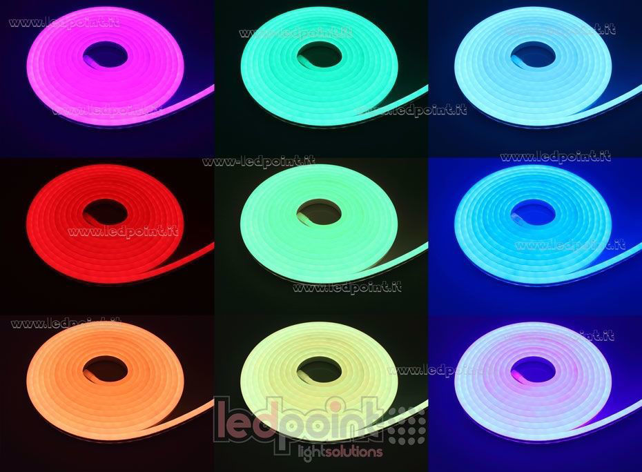 Ledpoint S.r.l. | Led Neon Flex 8mm RGB 5050 24V 14,4W 72led/m IP65 10m