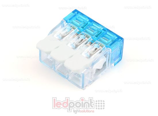 Ledpoint S.r.l. | 3 lever wire connector for 22-12 AWG (0,2-3,3 mm2) cables