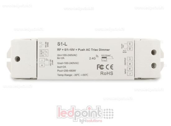 Ledpoint S.r.l. | Controller monocromatico triac 100/230V, RF 2.4G, 0/1-10V, Push AC