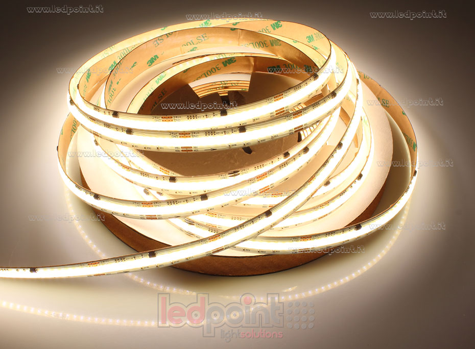 Ledpoint S.r.l. | Striscia led COB Control 5m bianco caldo 3000K CRI Ra>90 320led/m 24V 11W/m
