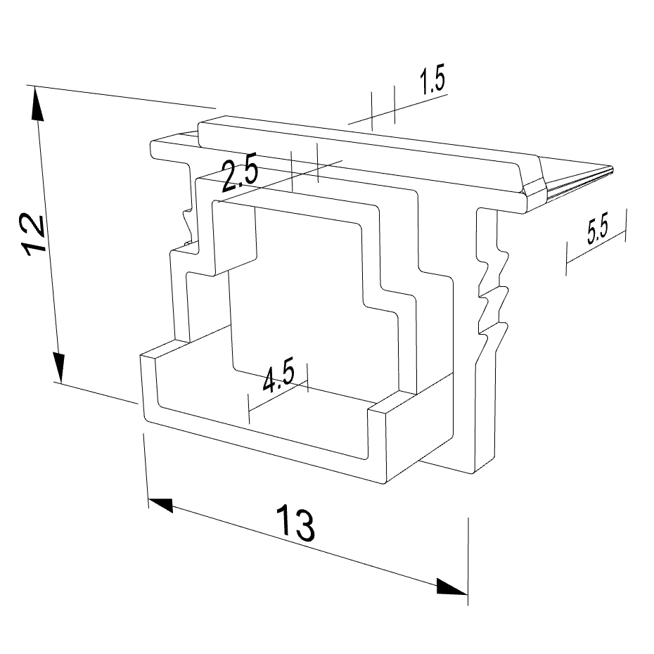 Ledpoint S.r.l. | Black left cap for RE12-16 recessed aluminium profile