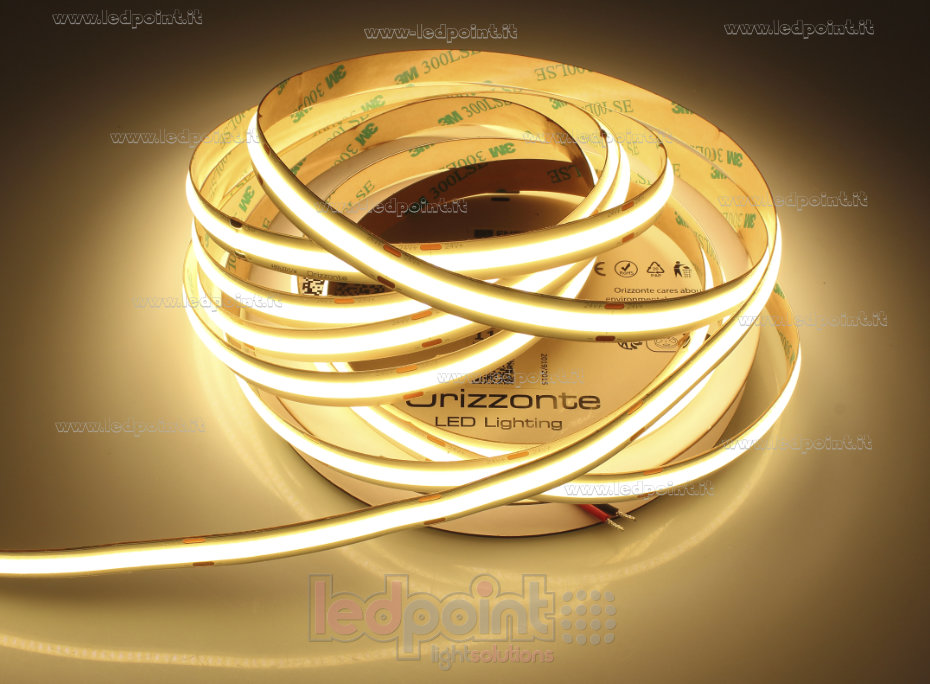 Ledpoint S.r.l. | Striscia led COB 5m bianco caldo 2700K CRI Ra>85 480led/m 24V 16W/m 135lm/W
