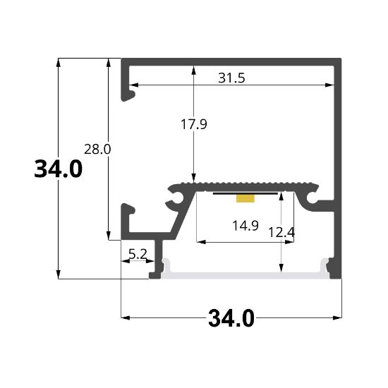 Ledpoint S.r.l. | 34x34mm aluminium profile for wall installation