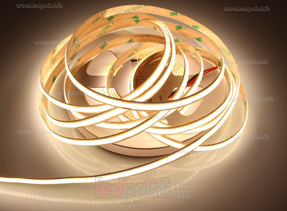 Ledpoint S.r.l. | Striscia led COB 5m bianco caldo 3000K CRI Ra>93 ...