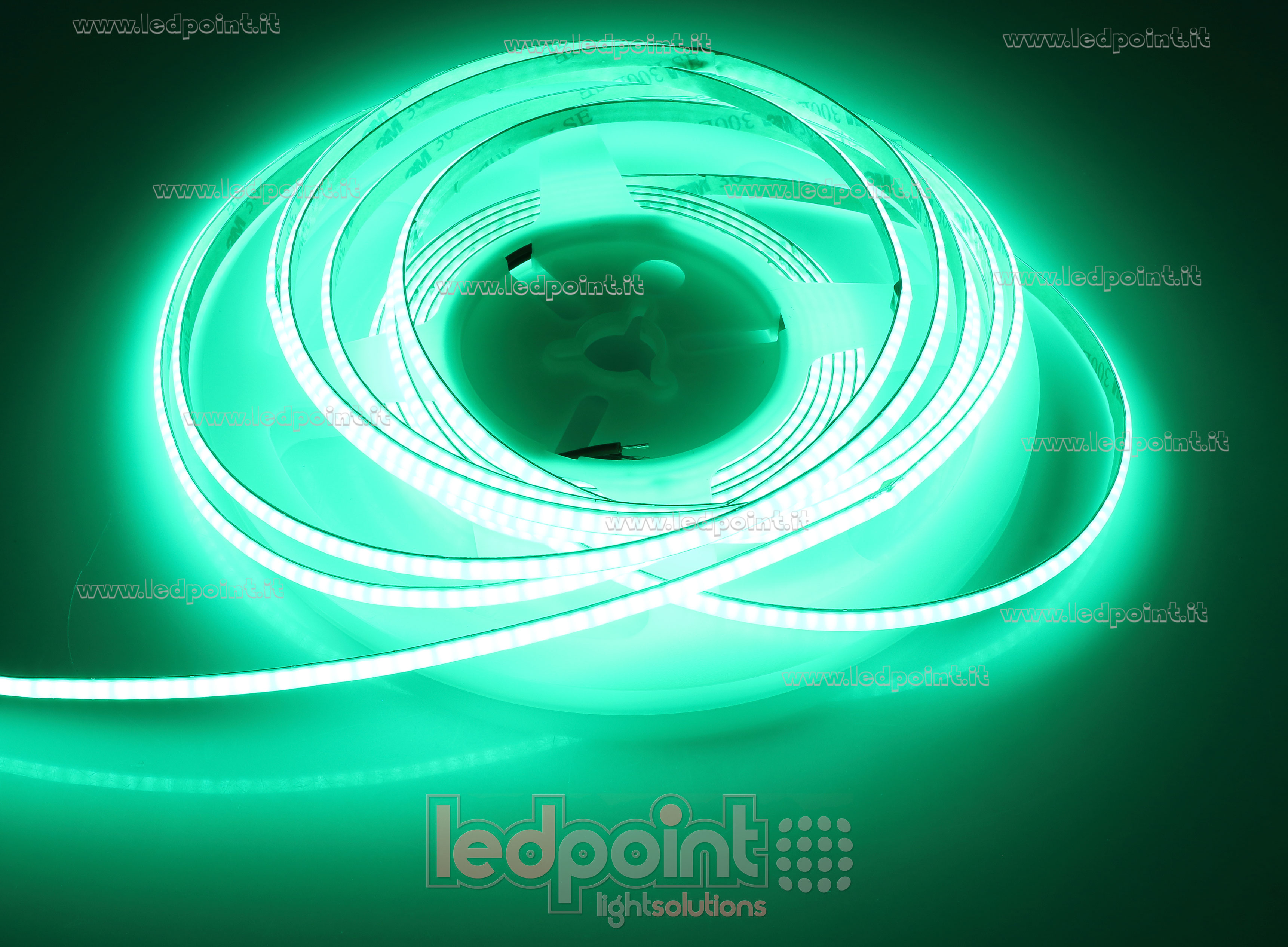 Ledpoint S.r.l. | COB LED strip green 5m 320leds/m 24V 6W/m, 5mm PCB