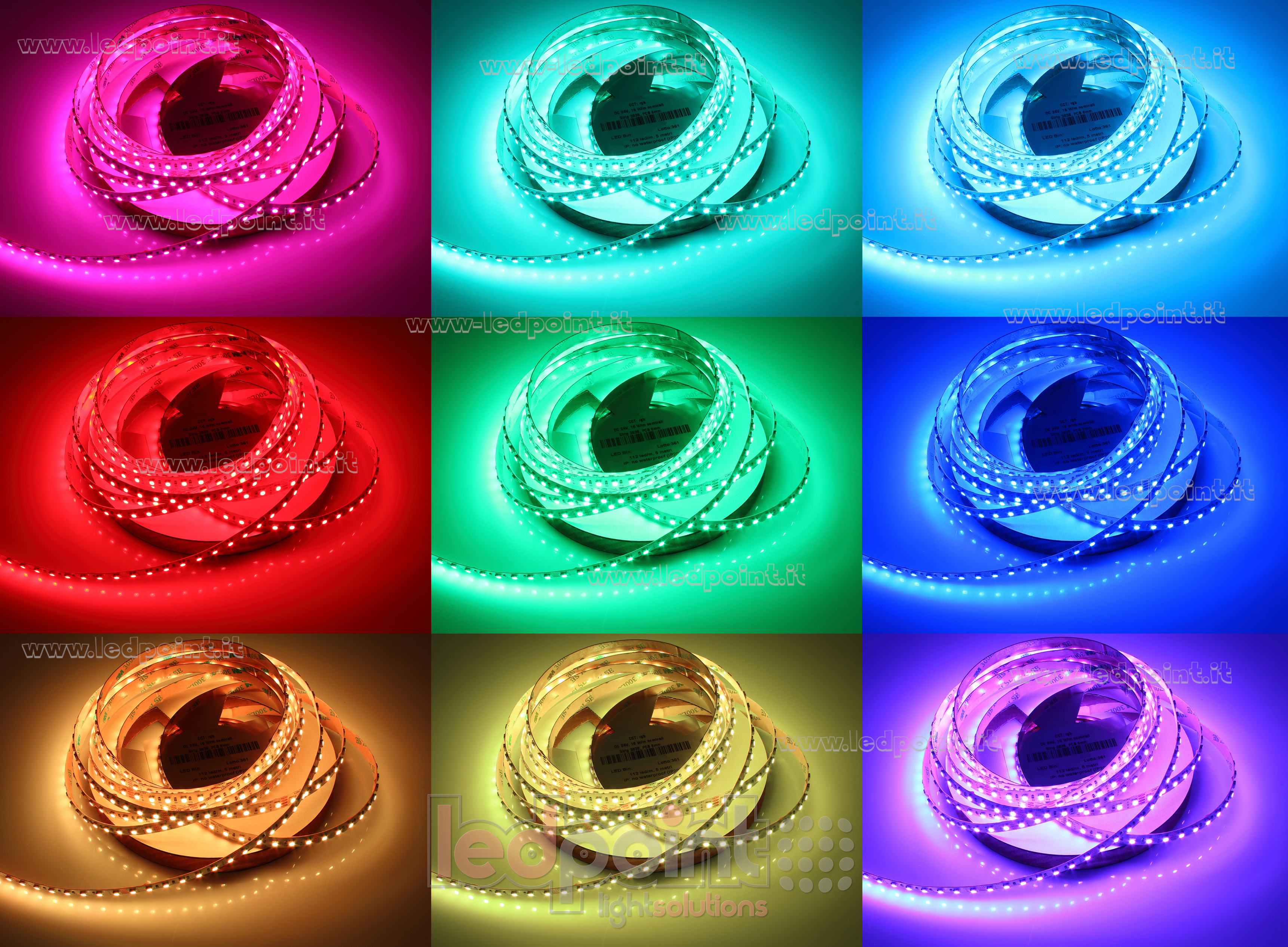 Ledpoint S.r.l. | RGB LED strip 5m 3838 112led/m 24V 16W/m PCB 8mm