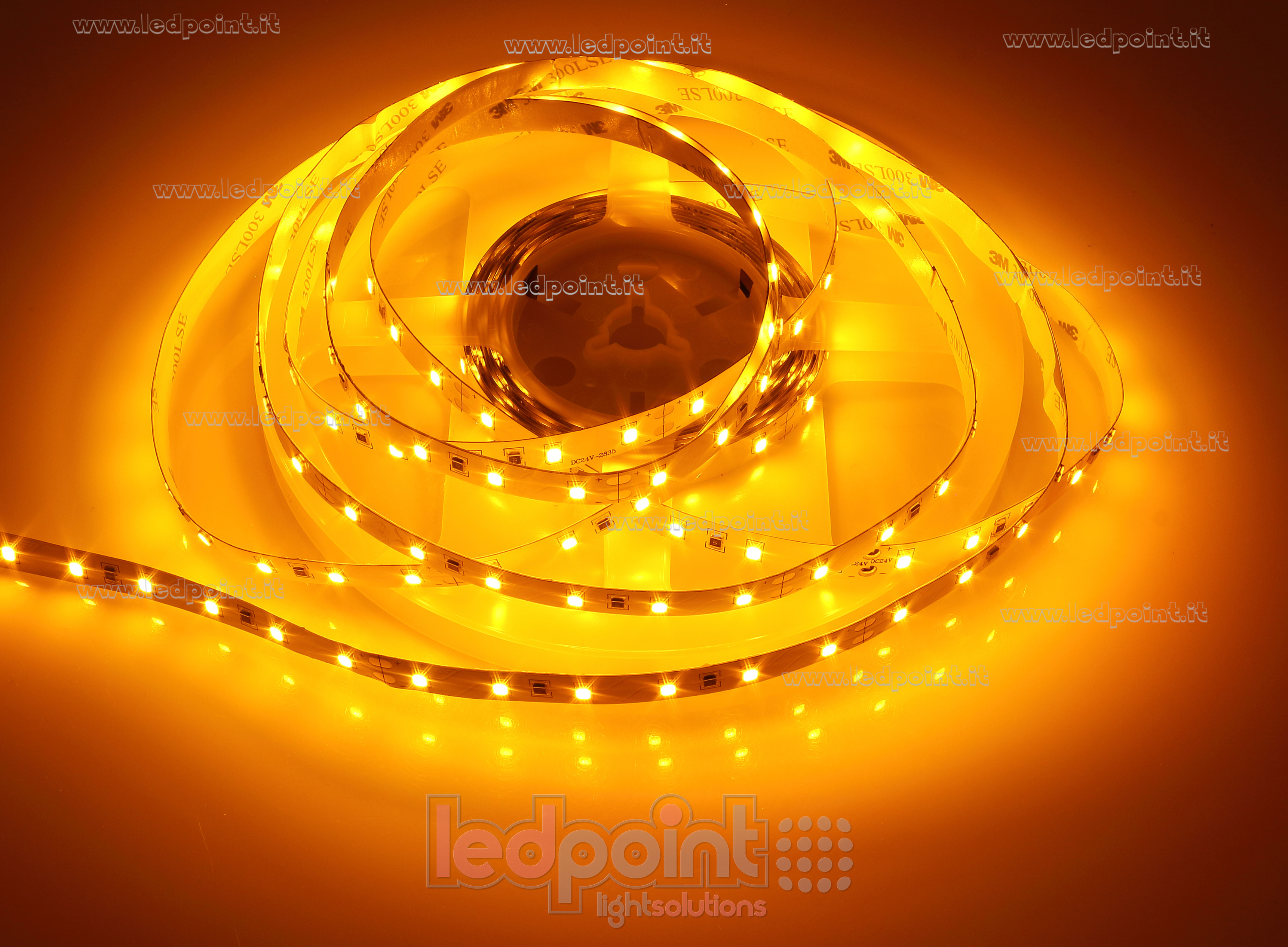 Ledpoint S.r.l. | Yellow LED strip 5m 60leds/m 2835 24V 14,4W/m