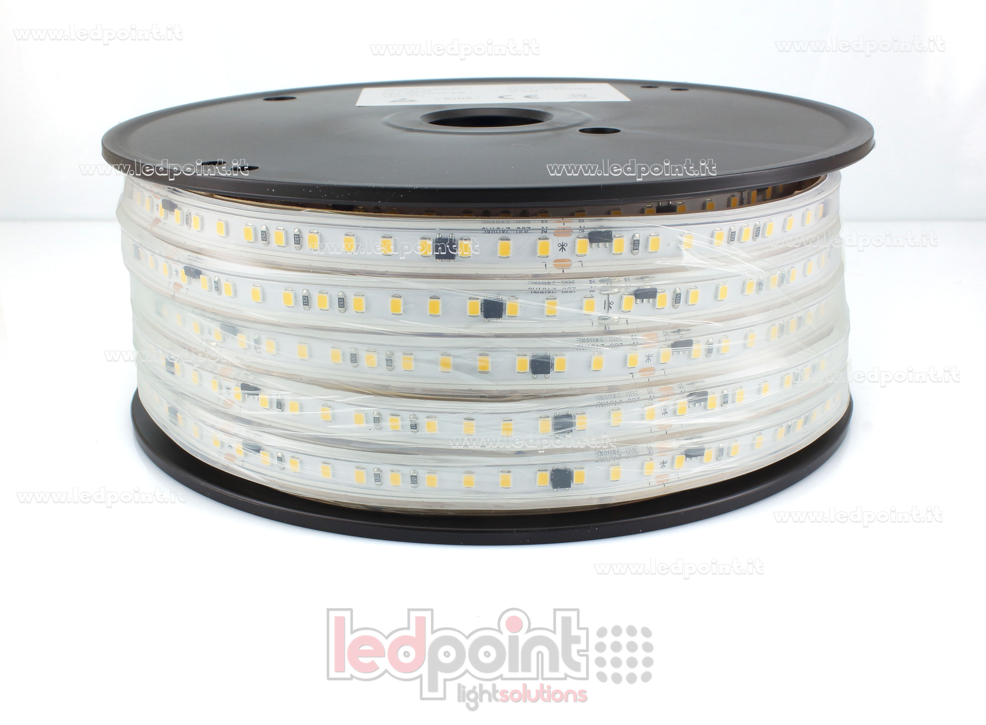 Ledpoint S.r.l. | LED strip 25m warm white led 3000K 2835 130led/m 230V 17W/m, IP64 extruded ...