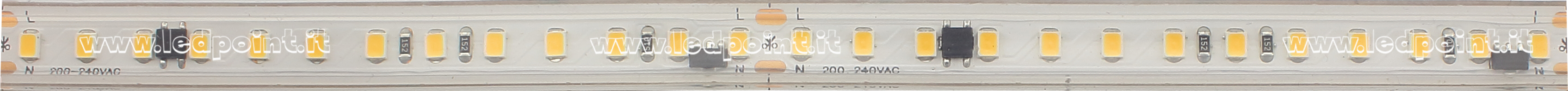 Ledpoint S.r.l. | LED strip 25m warm white led 3000K 2835 130led/m 230V 17W/m, IP64 extruded ...