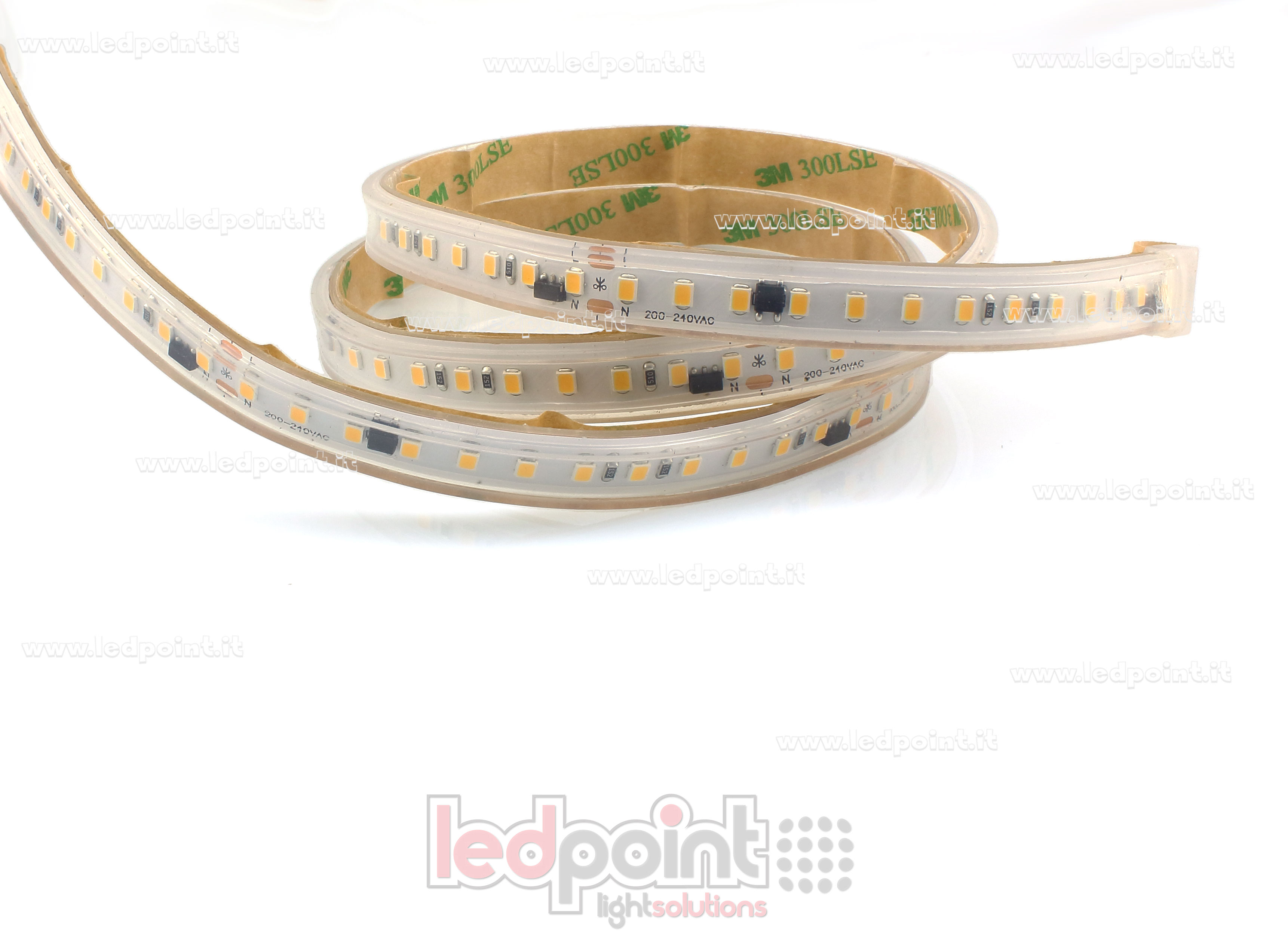 Ledpoint S.r.l. | LED strip 25m warm white led 3000K 2835 130led/m 230V 17W/m, IP64 extruded ...