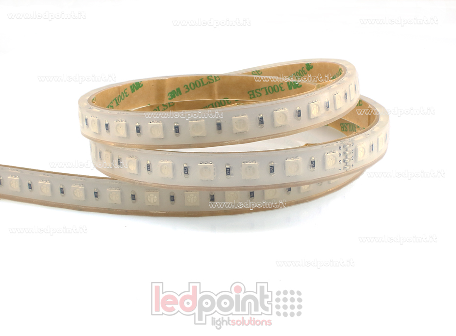 Ledpoint S.r.l. | LED strip 25m RGB 72led/m 5050 230V 12W/m, IP67 solid silicon trasparent