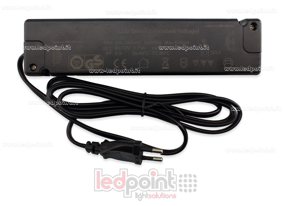 Ledpoint S.r.l. | 12V 45W power supply with 2-pin mini connector