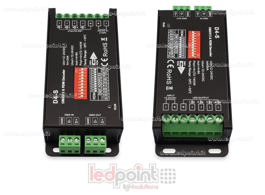 Ledpoint S.r.l. | DMX 512 decoder, 4-channels 6A each, voltage 12-24V DC