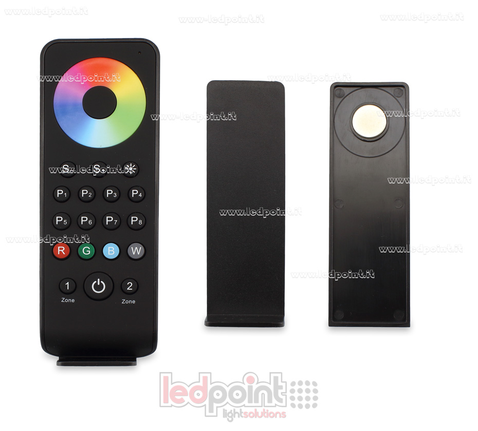 Ledpoint S.r.l. | 2 zones RGB/RGBW black remote control with magnet, RF2.4G