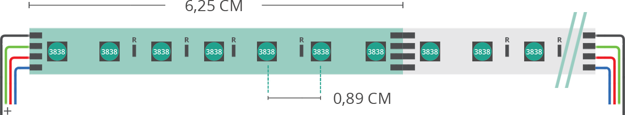 RGB LED strip 5m 3838 112led/m 24V 16W/m PCB 8mm | Ledpoint S.r.l.