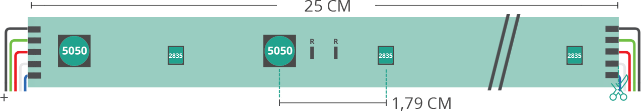 Ledpoint S.r.l. | Striscia led 5m RGB 5050 + bianco 4000K 2835 56led/m ...